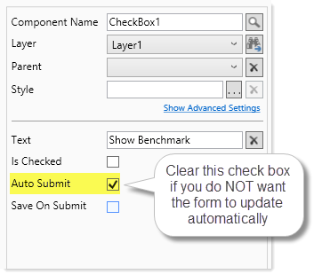 Using interactive components in an Axiom form